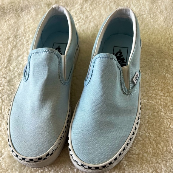Vans | Shoes | Size 6 Womans Vans Baby Blue With Small Strip Of ...
